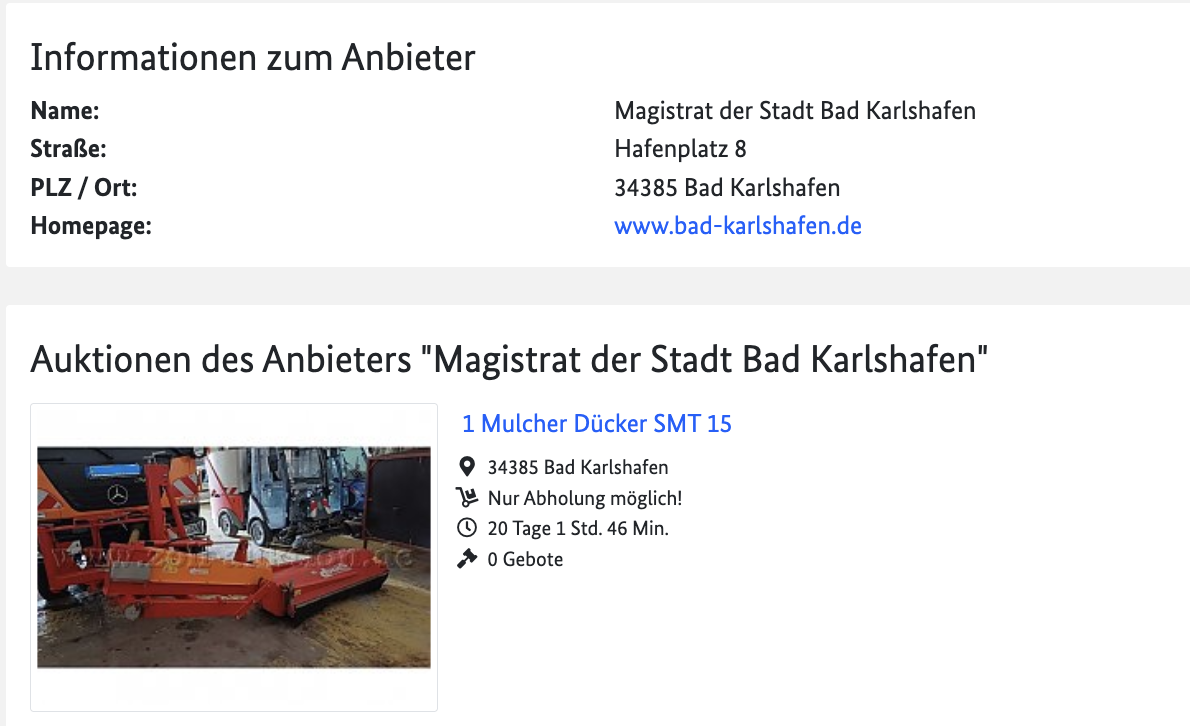 Angebote und Gesuche » Stadt versteigert Mulcher Dücker