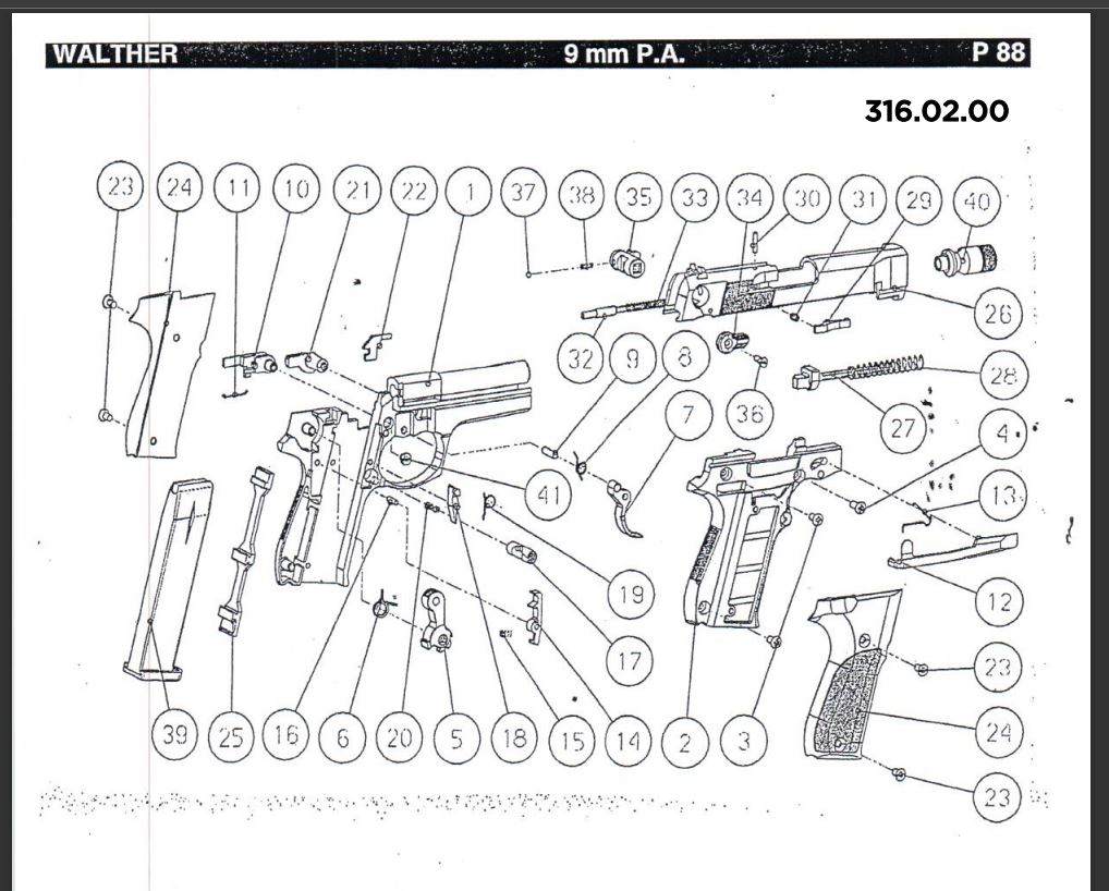 Technik allgemein » Explosionszeichnung WALTHER P88 - SSW